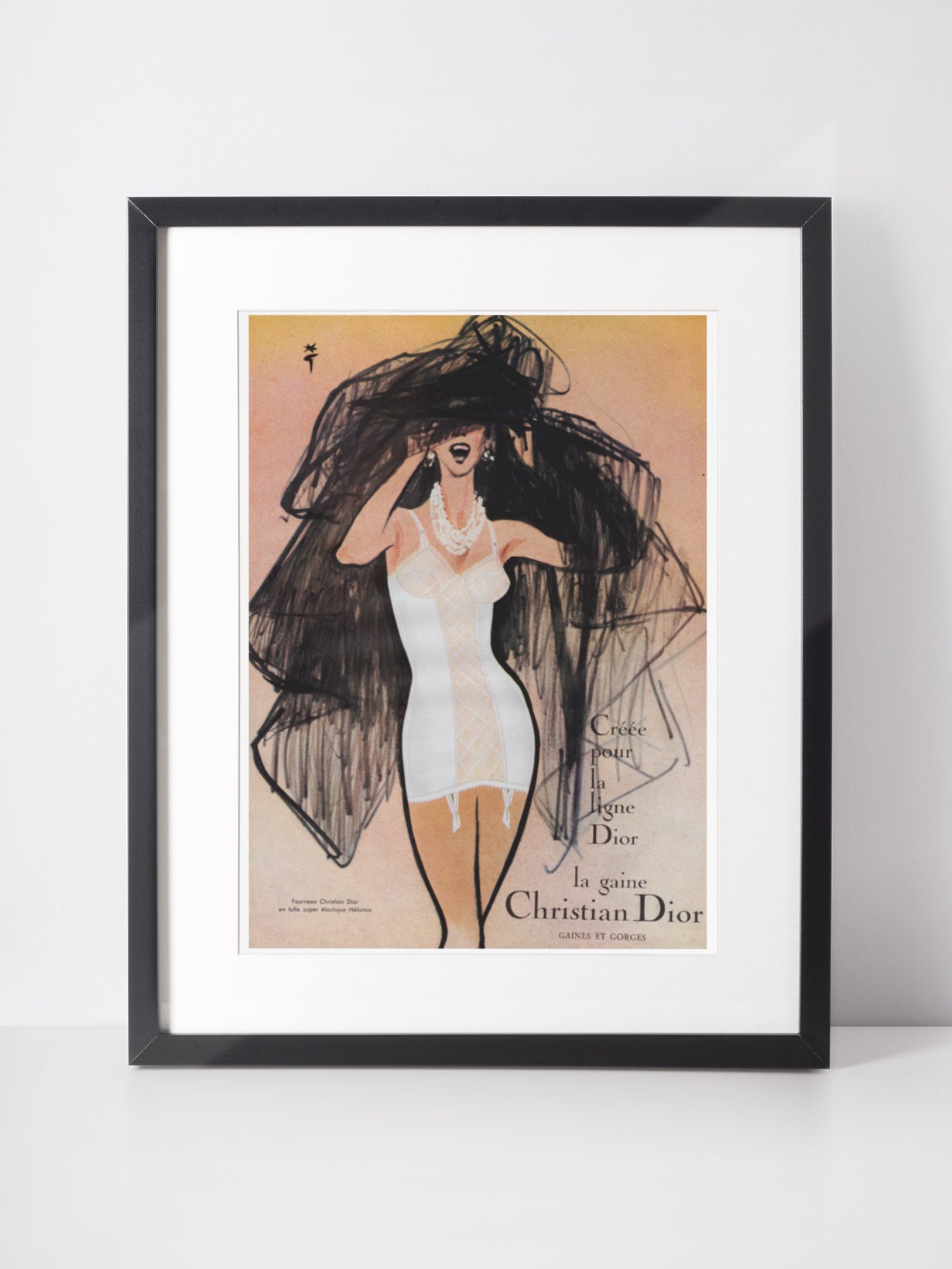 CHRISTIAN DIOR 1959 Vintage Print Advertisement Lingerie Ad Fashion Il ...
