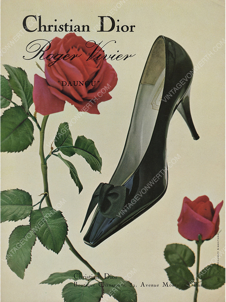 CHRISTIAN DIOR 1961 Vintage Advertisement 1960s Roger Vivier Ad Print ...