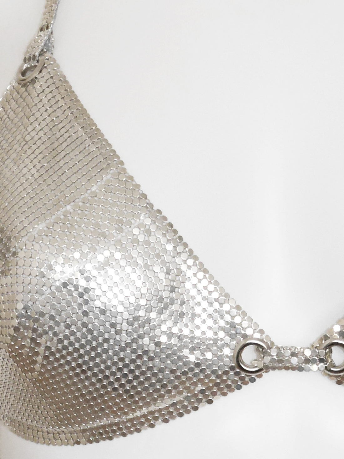 PACO RABANNE 1960s 1970s Vintage Silver-Tone Mesh Metal Bra Top ...